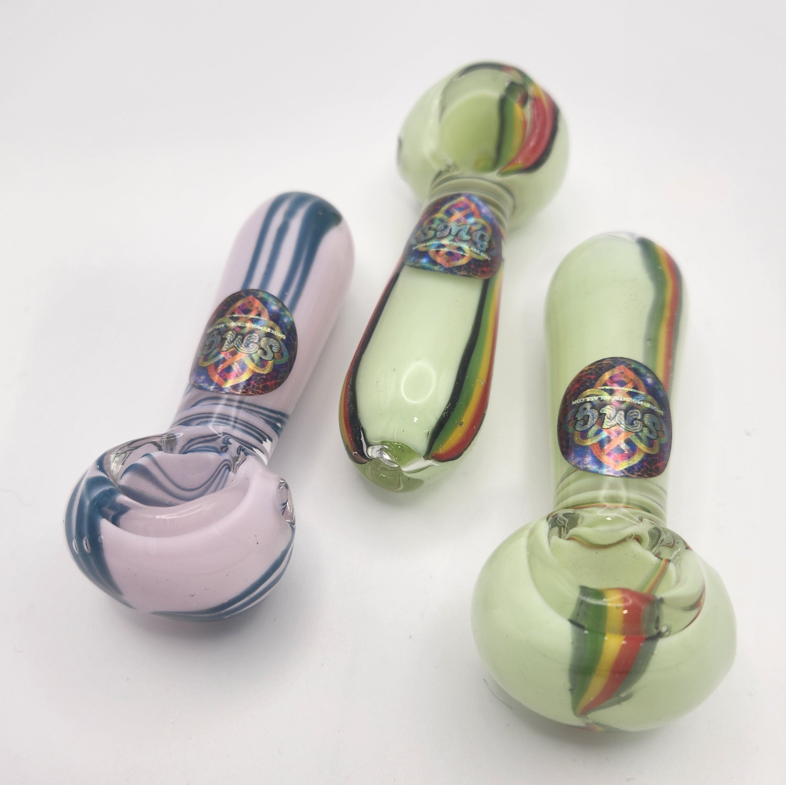 Milky Tube Hand Pipe w Lines – Smokey Mountain Glass