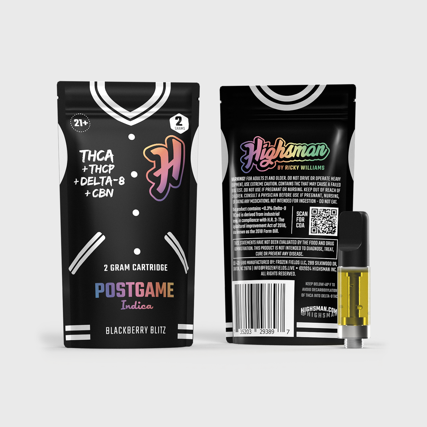 Highsman [Indica] 2 Gram THC-A Cartridge – Smokey Mountain Glass