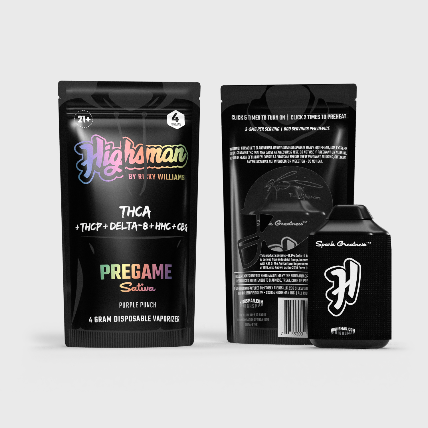 Highsman Hybrid [Pregame] 4G THC-A Disposable Purple Punch – Smokey ...